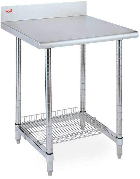 Lab Tables with Stainless Backsplash Top and Solid HD Shelf