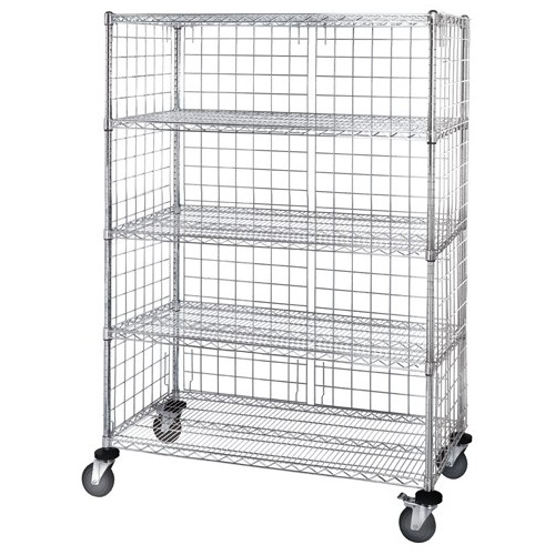 Proform Green Epoxy 3 Sided 5 Shelf Enclosure Cart with Panels