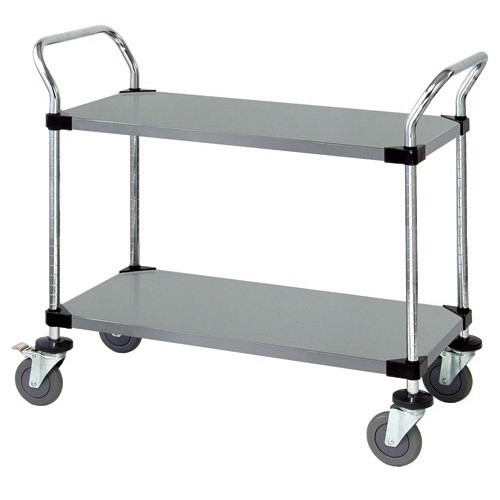 Solid Shelf Stainless Steel Mobile Utility Cart